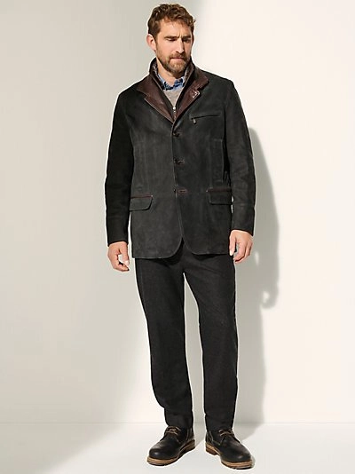 Overland Carlsbad Verona Calf Leather Blazer With Removable Bib - Black