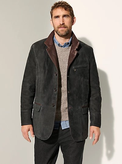 Overland Carlsbad Verona Calf Leather Blazer With Removable Bib - Black