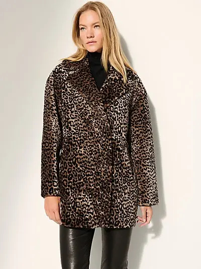 Overland Stella Reversible Sheepskin Coat - Leopard/black