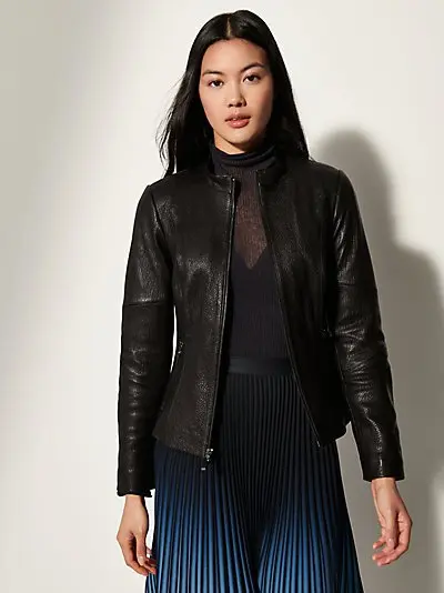 Overland Danni Lambskin Leather Jacket - Black