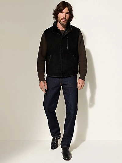 Overland August Suede Leather Vest With Shearling Lining