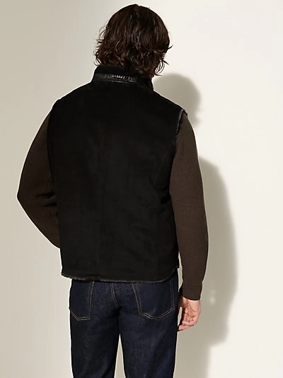Overland August Suede Leather Vest With Shearling Lining