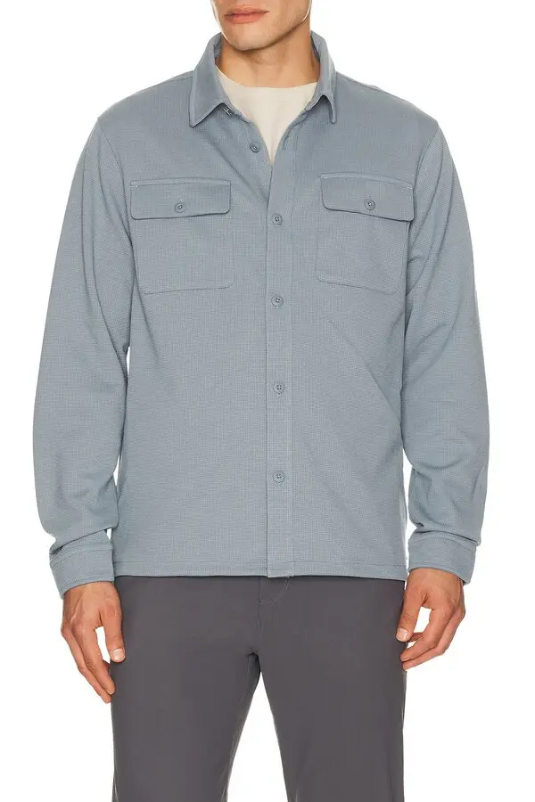 Vuori Waffle Shirt Jacket In Blue - Abyss