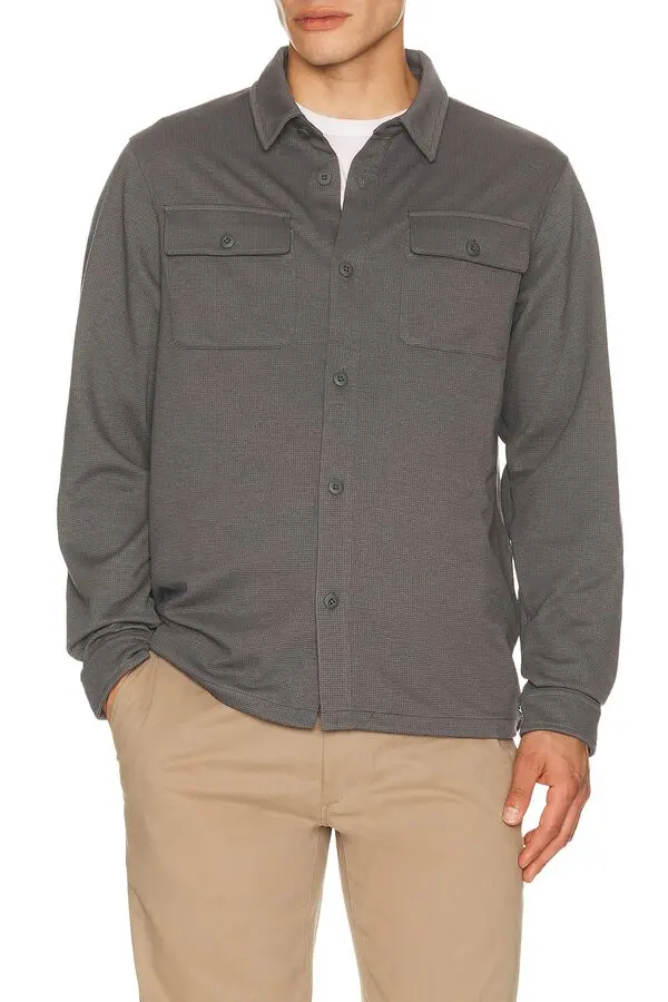 Vuori Waffle Shirt Jacket In Blue - Dark Pewter