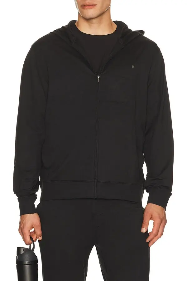 Vuori Ponto Full Zip Hoodie In Black - Black Heather