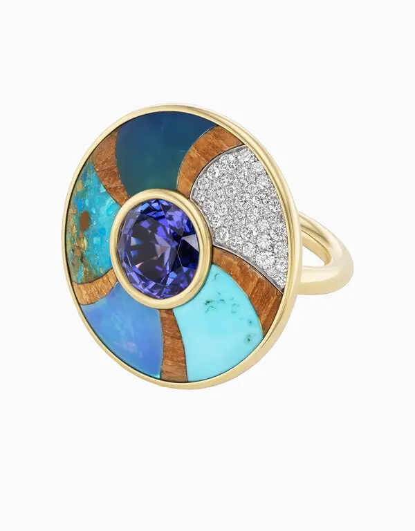 EMILY P. WHEELER 18k Gold Tanzanite, Diamond, And Mixed Gemstone Mosaic Ring - One-color