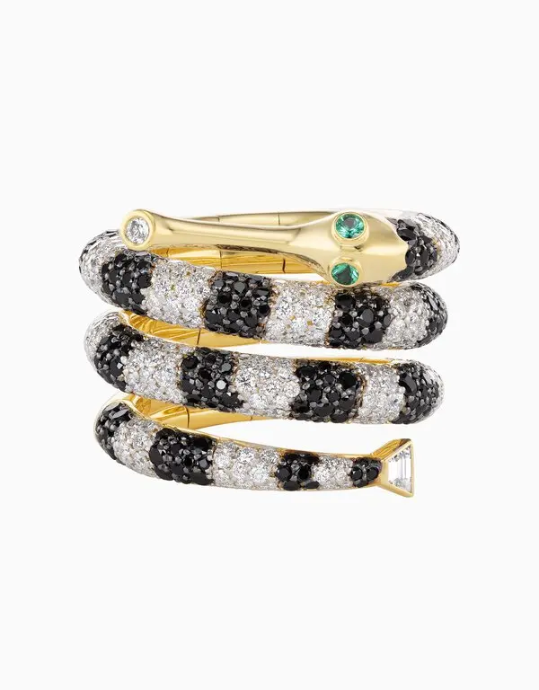 EMILY P. WHEELER Pipe Fish Ring In Gold With Diamonds And Emeralds - One-color