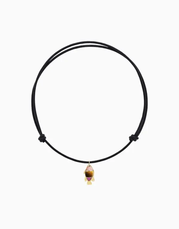EMILY P. WHEELER 18k Yellow Gold Fish Pendant Necklace With Sapphire, Pink Opal, And Tiger's Eye - One-color