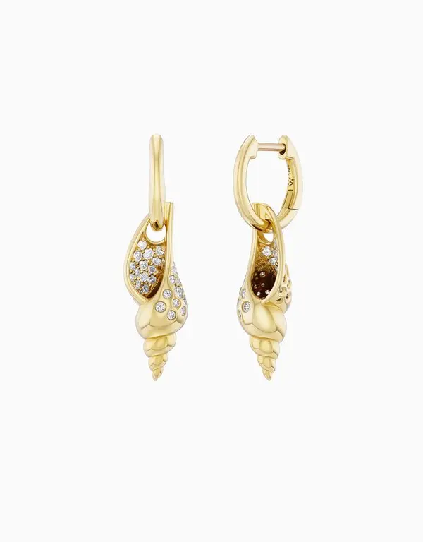 EMILY P. WHEELER 18k Yellow Gold Diamond Shell Drop Earrings - One-color