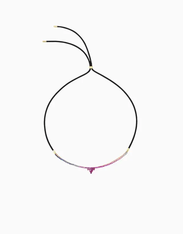EMILY P. WHEELER Half Tennis Necklace With Ombré Sapphires And Leather Cord - One-color