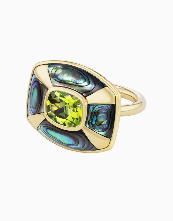 EMILY P. WHEELER 18k Yellow Gold Peridot, Abalone, And Tiger's Eye Statement Ring - One-color