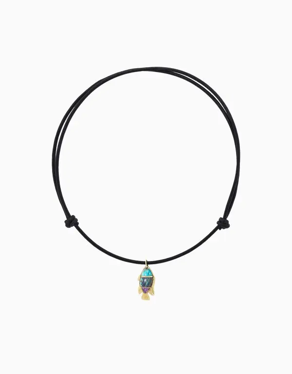 EMILY P. WHEELER Yellow Gold Fish Pendant Necklace With Turquoise And Abalone - One-color