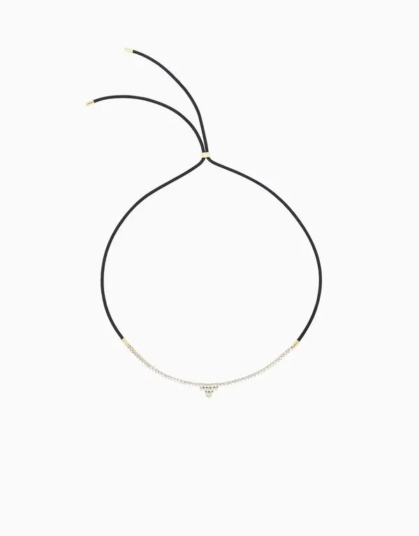 EMILY P. WHEELER Half Tennis Necklace With Diamonds And Leather Cord - One-color