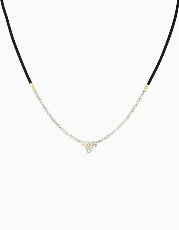 EMILY P. WHEELER Half Tennis Necklace With Diamonds And Leather Cord