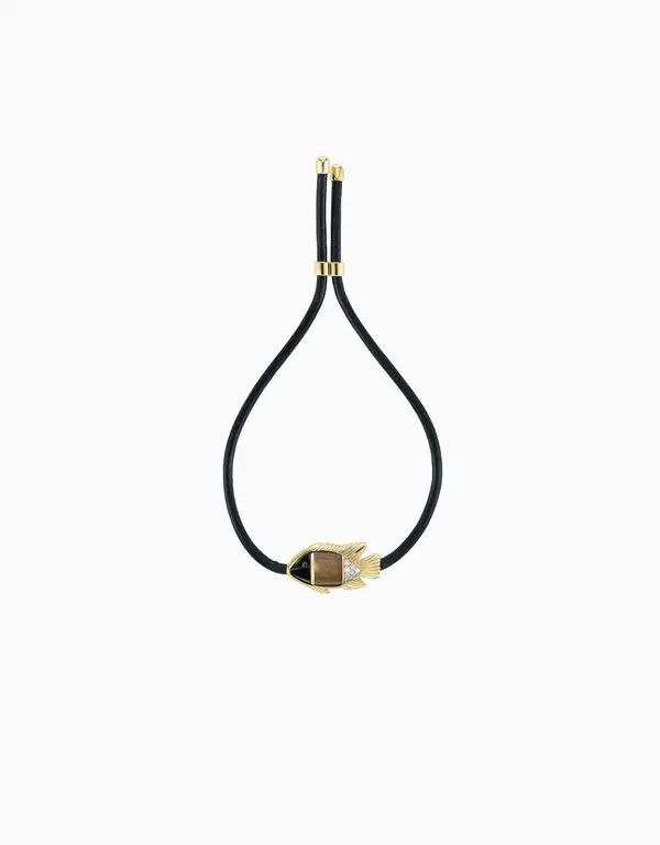 EMILY P. WHEELER Fish" 18k Yellow Gold Diamond Onyx Wood Bracelet - One-color