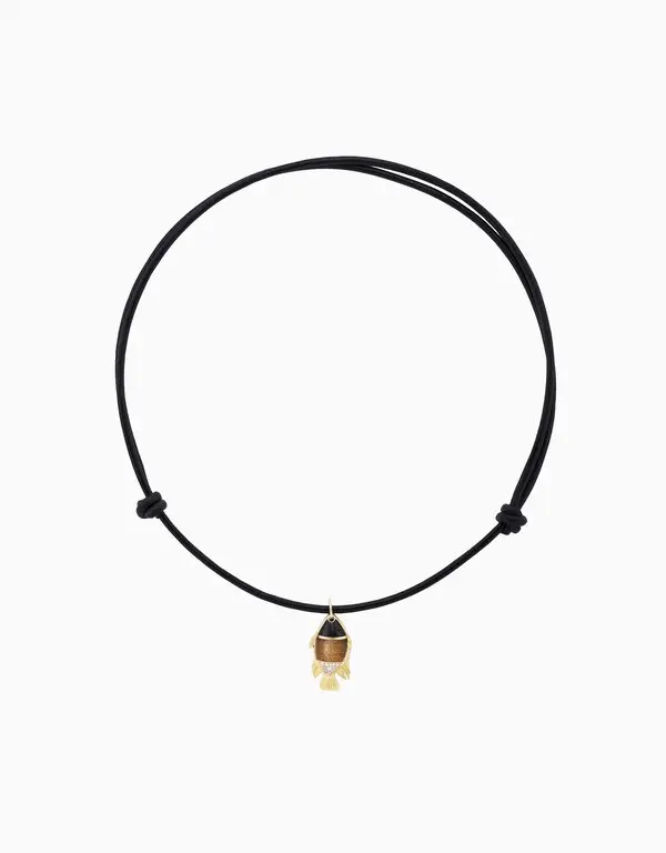 EMILY P. WHEELER 18k Yellow Gold Fish Pendant Necklace With Onyx, Tiger's Eye, And Diamonds - One-color