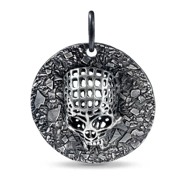 GERMAN KABIRSKI Oxidized Sterling Necrosis Gothic Skull Pendant - Silver