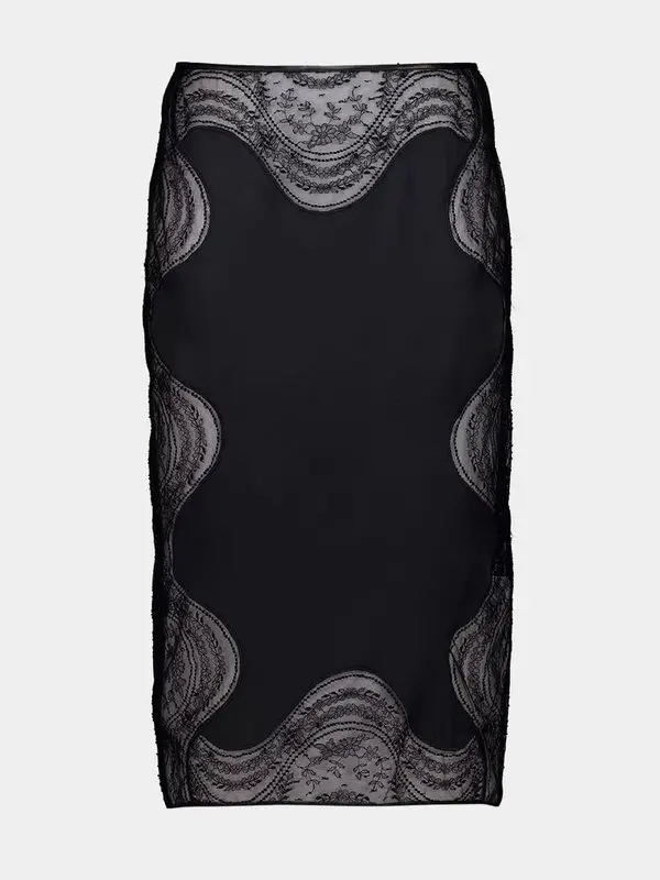 TOM FORD Lace Trim Acetate Midi Skirt - Black