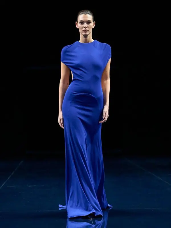 TOM FORD Backless Cap Sleeve Evening Gown - Blue
