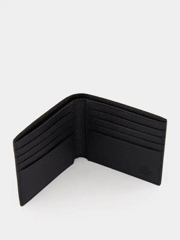 Valentino Garavani Vlogo Signature Grainy Calfskin Wallet - Black