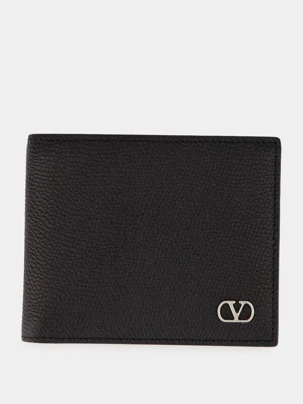 Valentino Garavani Vlogo Signature Grainy Calfskin Wallet - Black