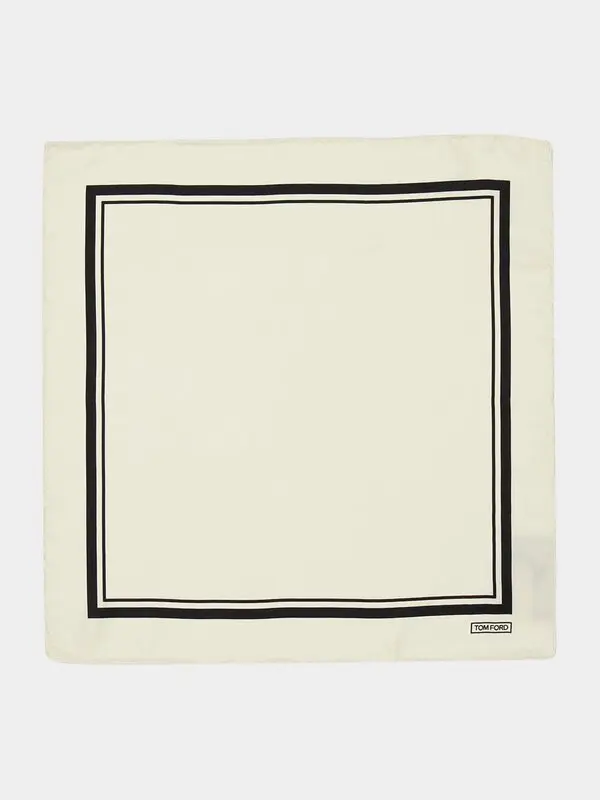 TOM FORD Off White Tonal Frame Silk Pocket Square - Cream