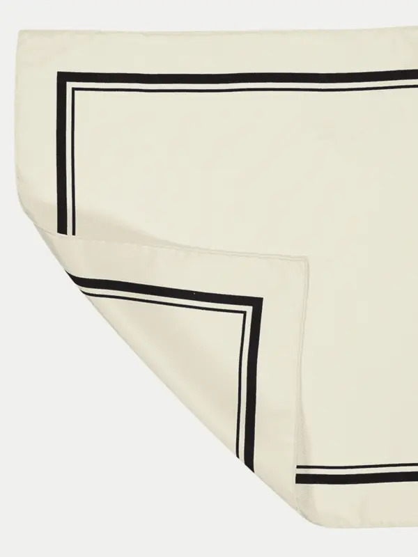 TOM FORD Off White Tonal Frame Silk Pocket Square - Cream