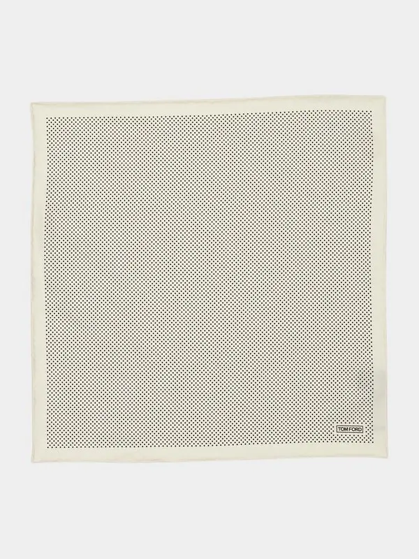 TOM FORD Off White Micro Polka Dot Silk Pocket Square - Cream