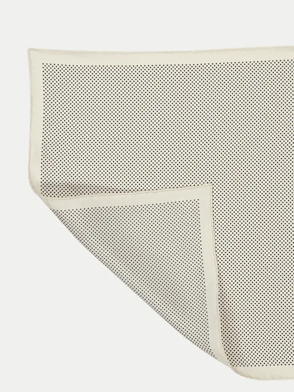 TOM FORD Off White Micro Polka Dot Silk Pocket Square - Cream