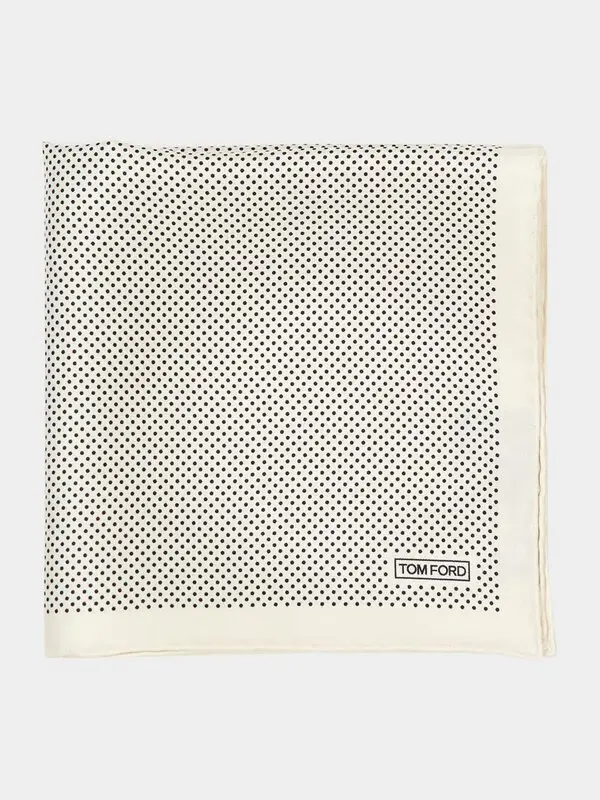 TOM FORD Off White Micro Polka Dot Silk Pocket Square - Cream