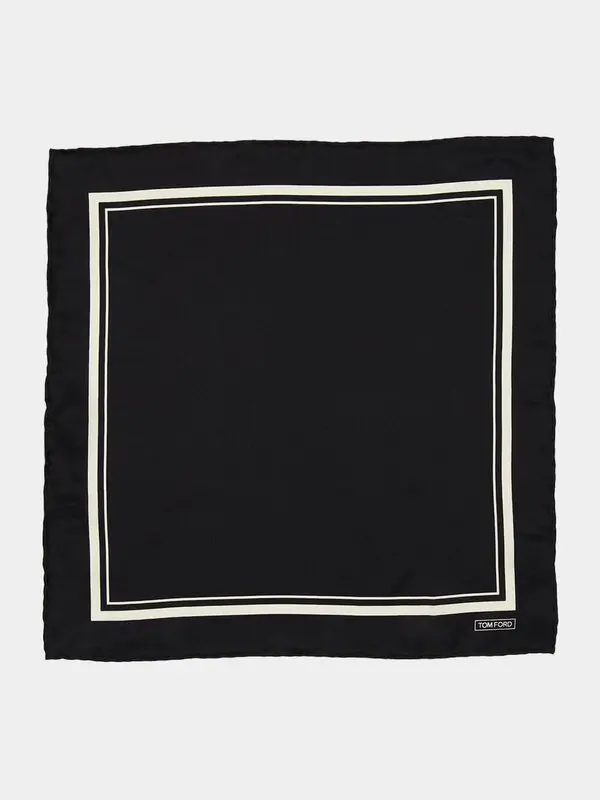 TOM FORD Tonal Frame Silk Pocket Square - Black