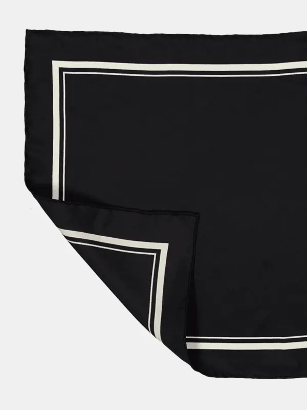 TOM FORD Tonal Frame Silk Pocket Square - Black