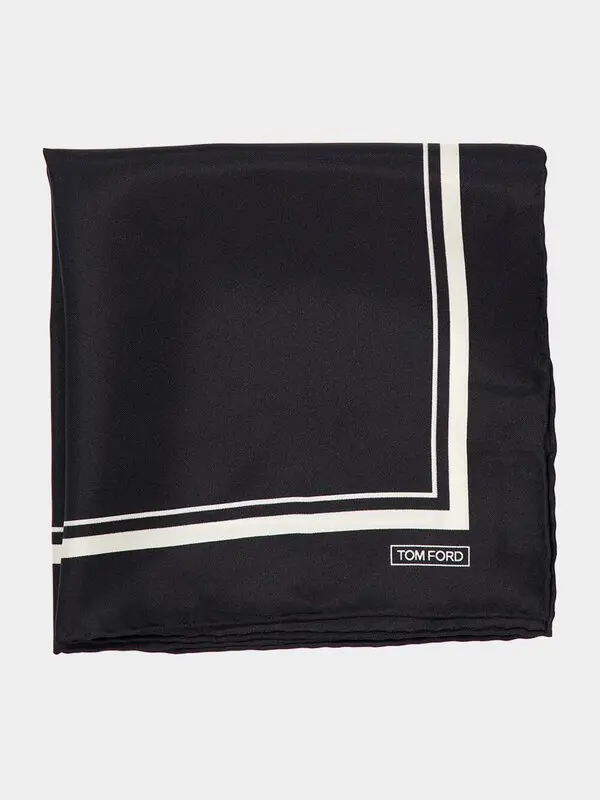 TOM FORD Tonal Frame Silk Pocket Square - Black