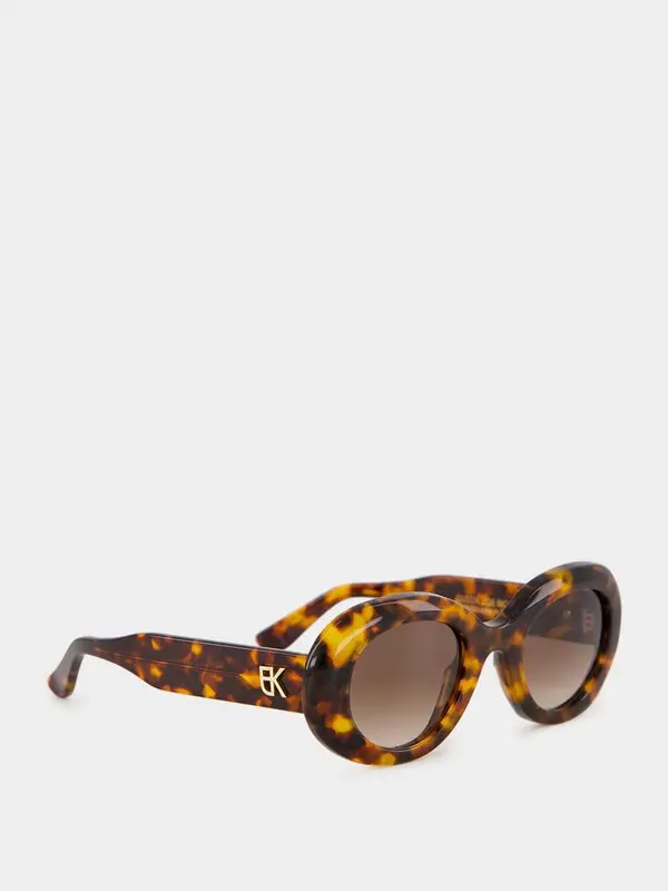 EMMANUELLE KHANH Tortoiseshell Oval Acetate Sunglasses