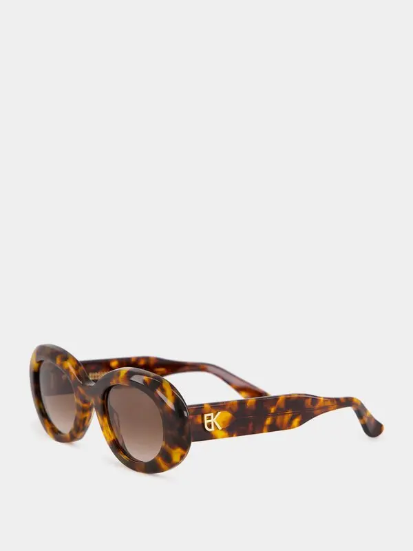 EMMANUELLE KHANH Tortoiseshell Oval Acetate Sunglasses - Brown