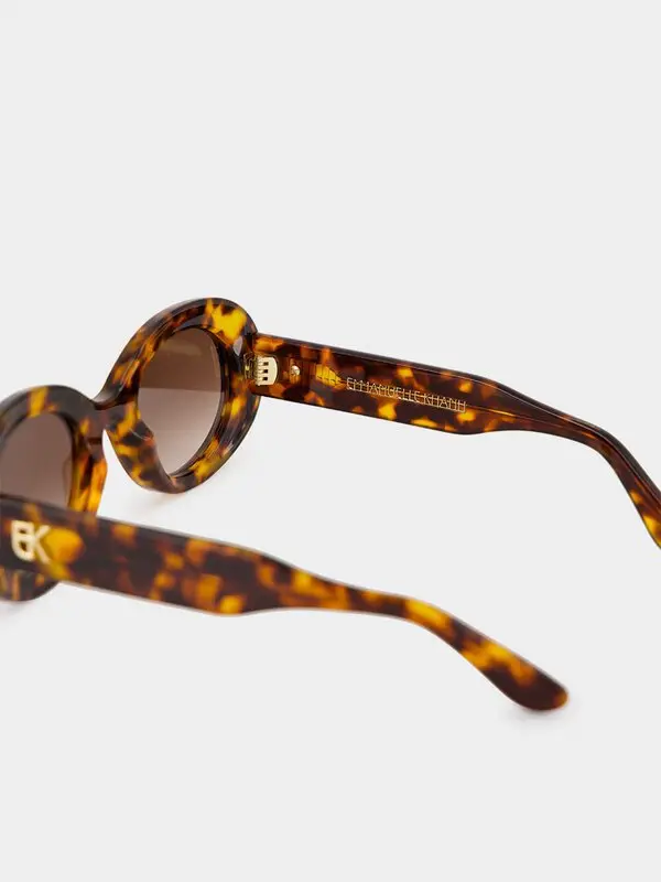 EMMANUELLE KHANH Tortoiseshell Oval Acetate Sunglasses - Brown