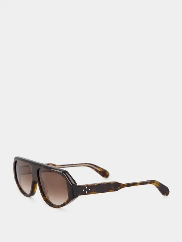 EMMANUELLE KHANH Havana Ozone Rectangular Acetate Sunglasses