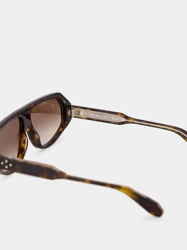 EMMANUELLE KHANH Havana Ozone Rectangular Acetate Sunglasses