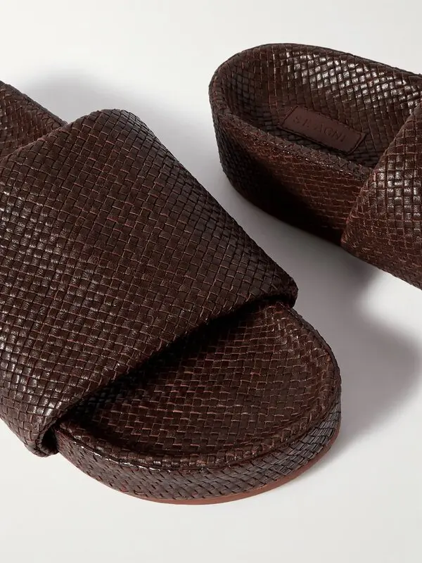 ST. AGNI Woven Leather Platform Sandals