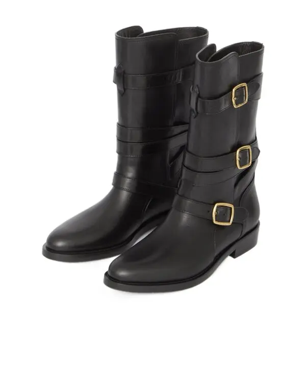 Celine Lyra Triple Buckle Boots In Calfskin