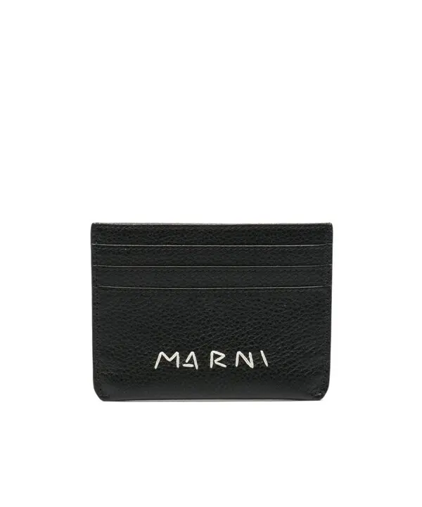 Marni Logo Detailed Card Case - Black