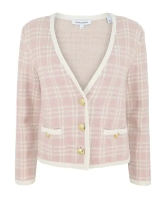 Veronica Beard Claudine Checked Knit Jacket - White