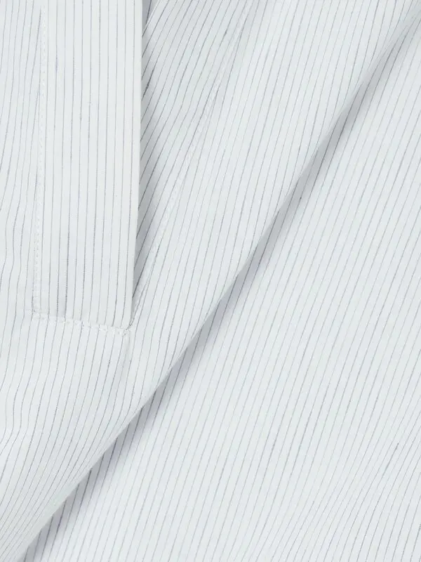 FRAME Striped V-neck Shirt With Pleated Cuffs
