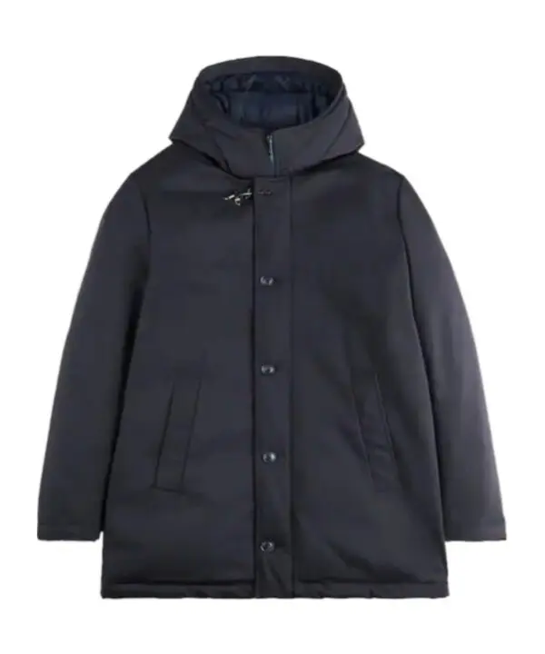 FAY Hooded Gabardine Caban Coat
