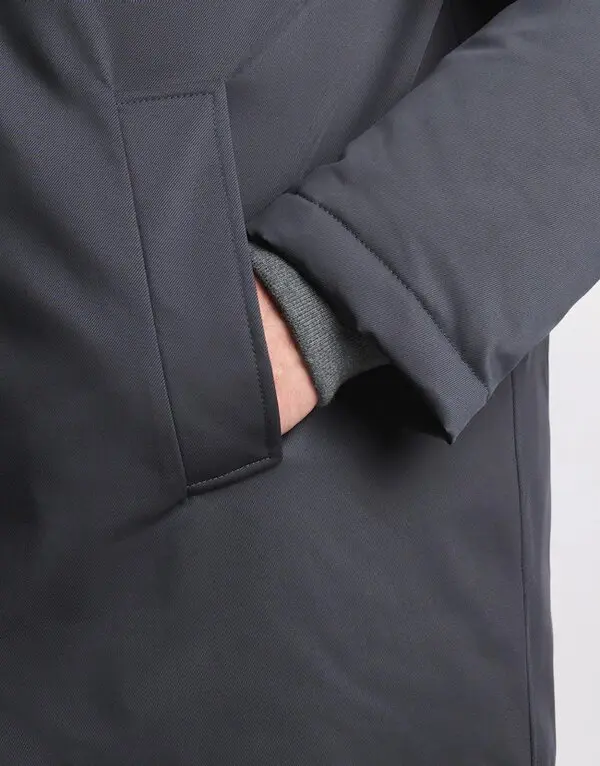 FAY Hooded Gabardine Caban Coat