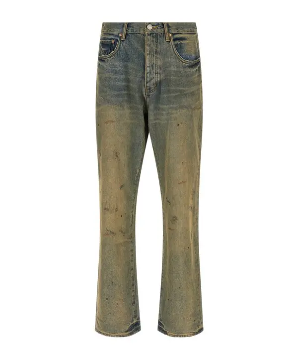 PURPLE BRAND Dirty Oil Repair Straight Leg Jeans