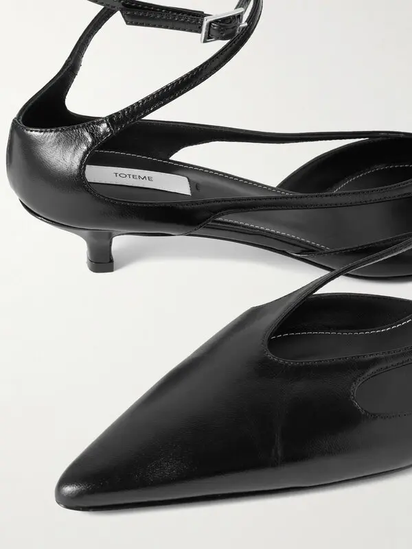 TOTEME Cutout Leather Pumps With Buckle Detail - Black