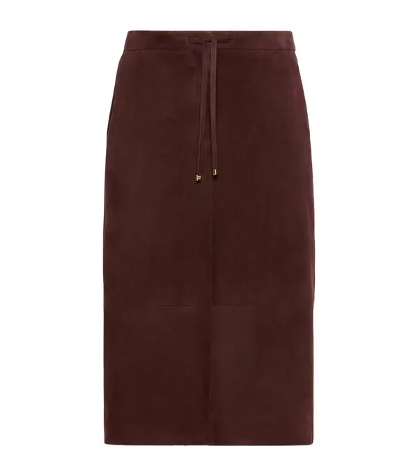 Max Mara Suede Midi Skirt - Burgundy