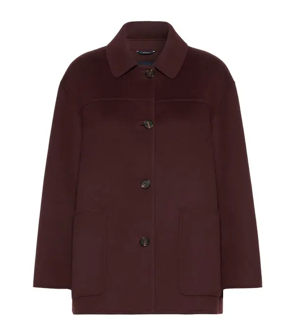 Max Mara Virgin Wool Short Coat - Burgundy