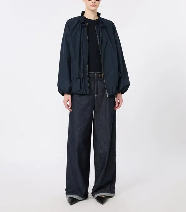 Max Mara Cotton-cashmere-silk Short-sleeve Sweater - Navy